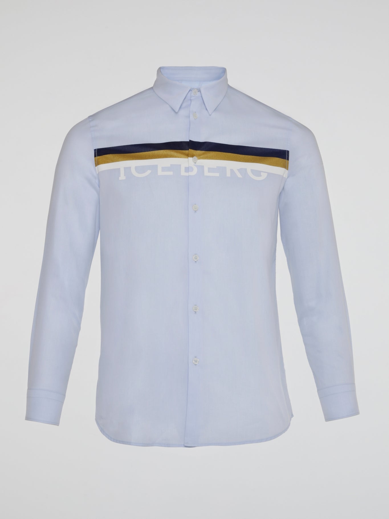 Powder Blue Logo Print Shirt – Maison-B-More Global Store